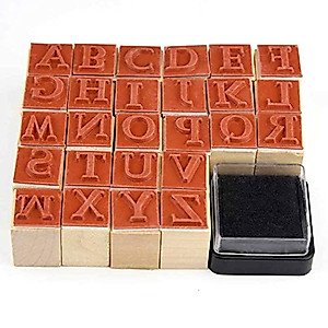 Wooden Rubber Stamps, Miayon 52Pcs Vintage Wood Letter Stamps Alphabet Stamps for Card Making DIY Craft Scrapbooking