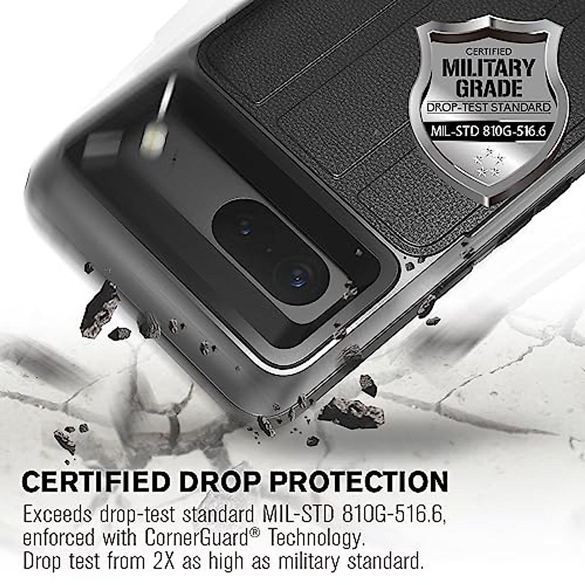 VENA vCommute Wallet Case Compatible with Google Pixel 7 (2022), (Military Grade Drop Protection) Flip Leather Cover Card Slot Holder with Kickstand - Space Gray