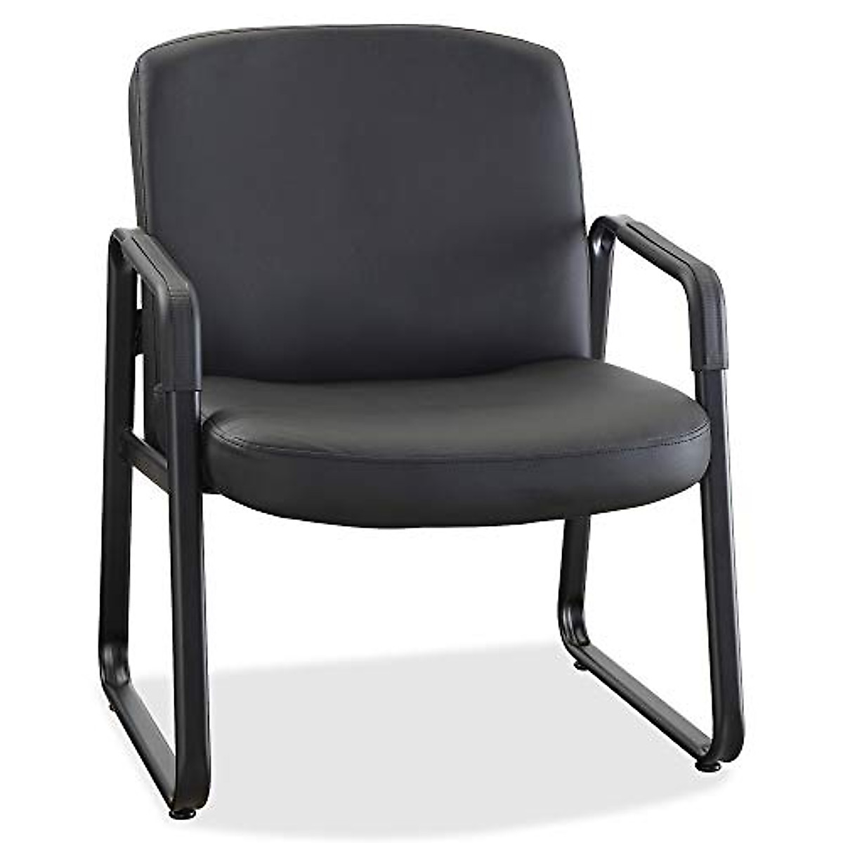 Lorell 84587 Leather Guest Chair, 26-1/4-Inch x27-1/4-Inch x35-Inch , Black