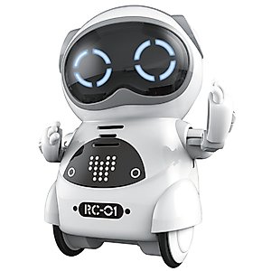 Haite Mini Robot, Pocket Robot for Kids with Interactive Dialogue Conversation, Voice Recognition, Chat Record, Singing& Dancing, White