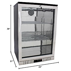 Procool Refrigeration Single Door Glass Front Stainless Steel Back Bar Cooler; 24" Wide, Counter Height Refrigerator