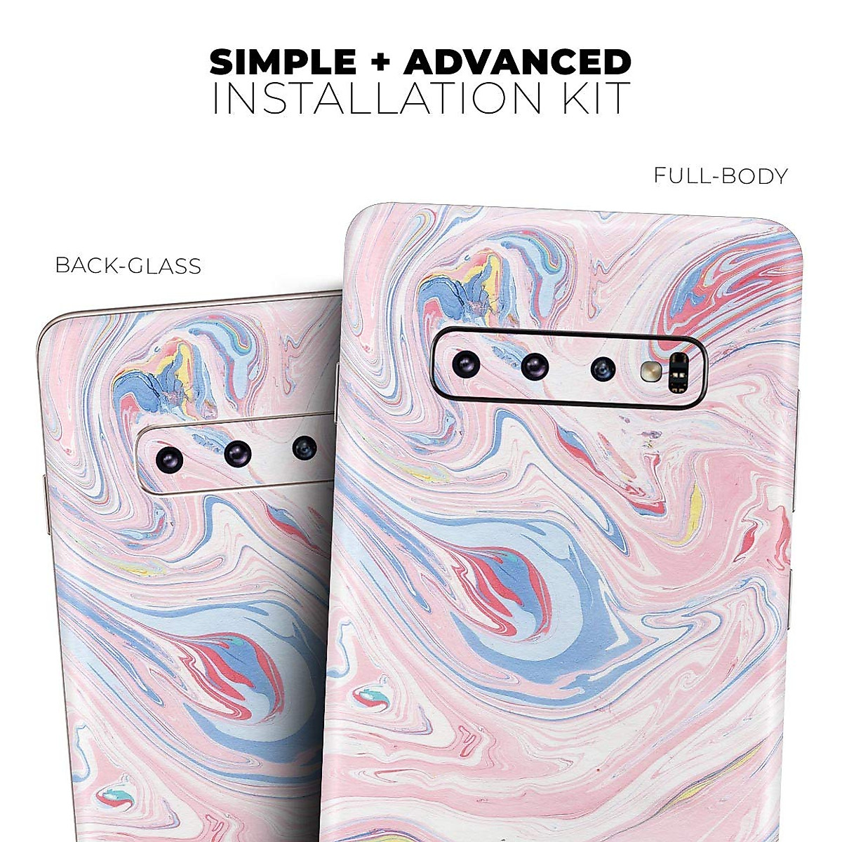 DesignSkinz Marbleized Pink and Blue Swirl V2123 Protective Vinyl Decal Wrap Skin Cover Compatible with The Samsung Galaxy S20 (Screen Trim & Back Glass Skin)