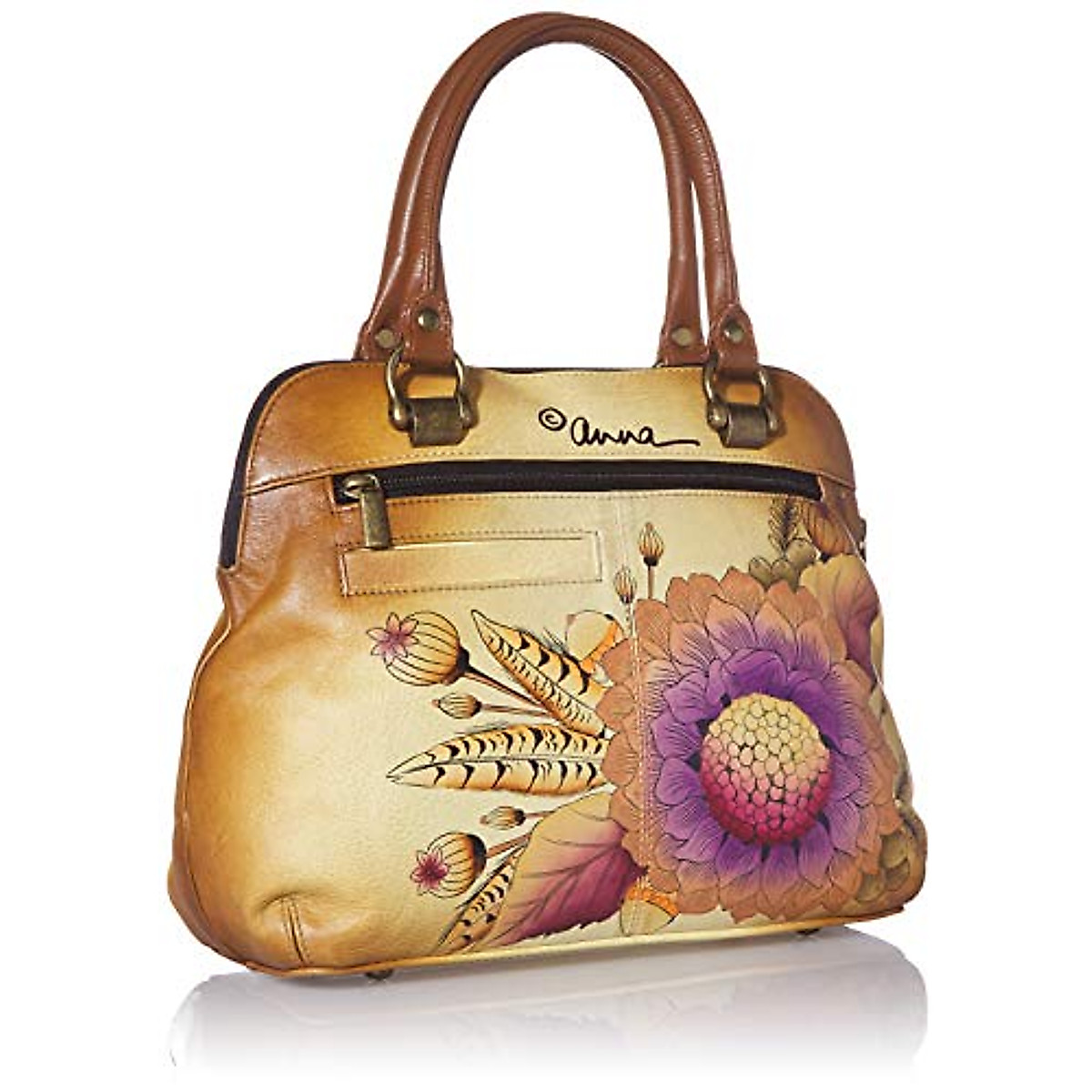 Anna by Anuschka womens Leather Medium Satchel Bag, Rustic Bouquet, One Size US