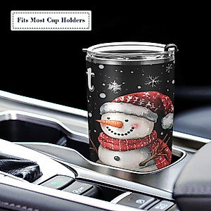 Jinhinox Christmas Let It Snow Coffee Tumbler Cups Insulated Tumblers Travel Coffee Mug Water Cup Bottle Stainless Steel Tumbler with Lid and Straw for Cold Ice Hot Drink Outdoor Women Men