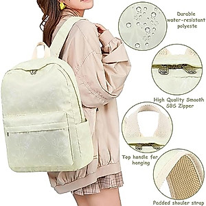 Bluboon Teen Girls School Backpack Kids Bookbag Set with Lunch Box Pencil Case Travel Laptop Backpack Casual Daypacks (Beige)
