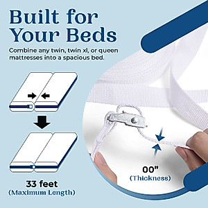FeelAtHome Twin Bed Converter - Twin to King Mattress Joiner, 33ft Long Connecting Strap