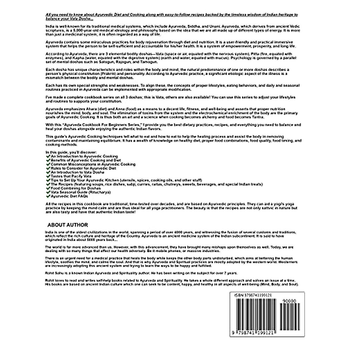 Ayurveda Cookbook For Beginners: Vata: A Sattvic Ayurvedic Cookbook Backed by the Timeless Wisdom of Indian Heritage to Balance and Heal Your Vata Dosha!!