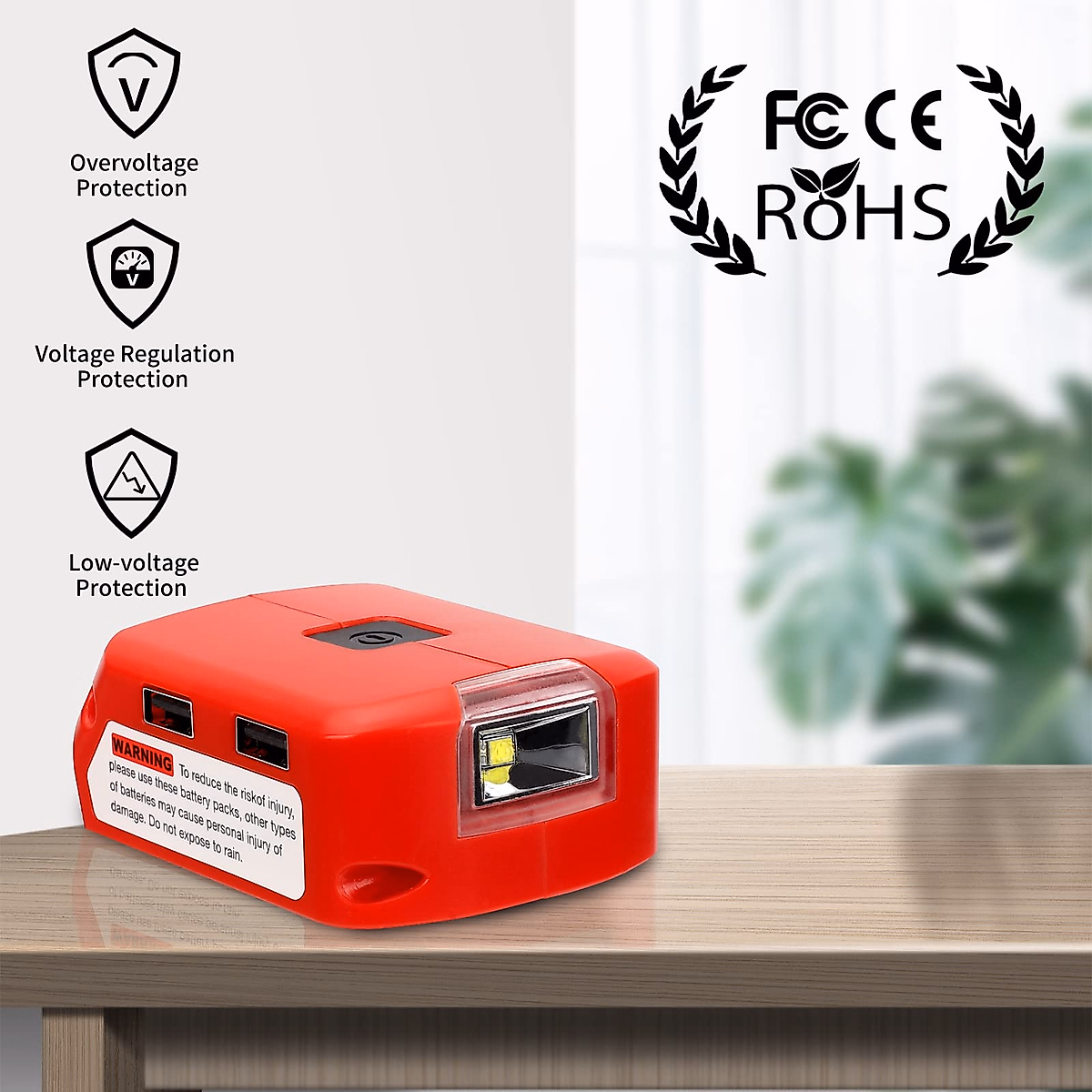 Taingwei USB Charger Adapter for Milwaukee M18 Lithium Battery, LED Work Light with Dual USB Charger and 12v DC Port,Power Source Supply for 14.4-20v Max Lithium-Ion Battery