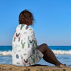 My Little Nest Bath Towels Quick Dry Bathroom Towels Cute Llama Cactus Elements Absorbent Shower Towels Soft Hand Towel Wash Cloths for Spa Pool Hotel Gym 31" x 51"