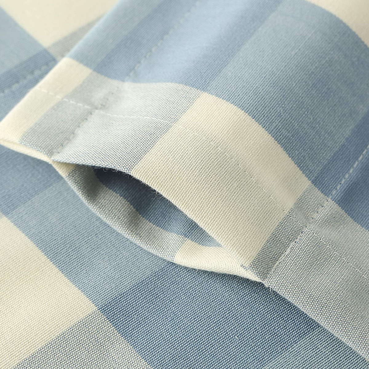 VOGOL Buffalo Check Valance for Windows, Blue and White Kitchen Garden Farmhouse Valance 18 Inch Long Rod Pocket Valance for Small Windows, One Panel