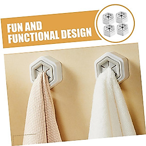 FONDOTIN 4pcs Japanese Towel Rack Adhesive Kitchen Towel Hooks Wall Mount Towel Holders for Bathroom Cabinet Garage Binder Bathroom Towel Holder Japanese-Style Abs Shelf