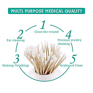 200 PCS Long Wooden Cotton Swabs, Cleaning Cotton Sticks with Wood Handle for Oil Makeup Gun Applicators, Eye Ears Eyeshadow Brush and Remover Tool, Cutips Buds for Baby and Home Accessories