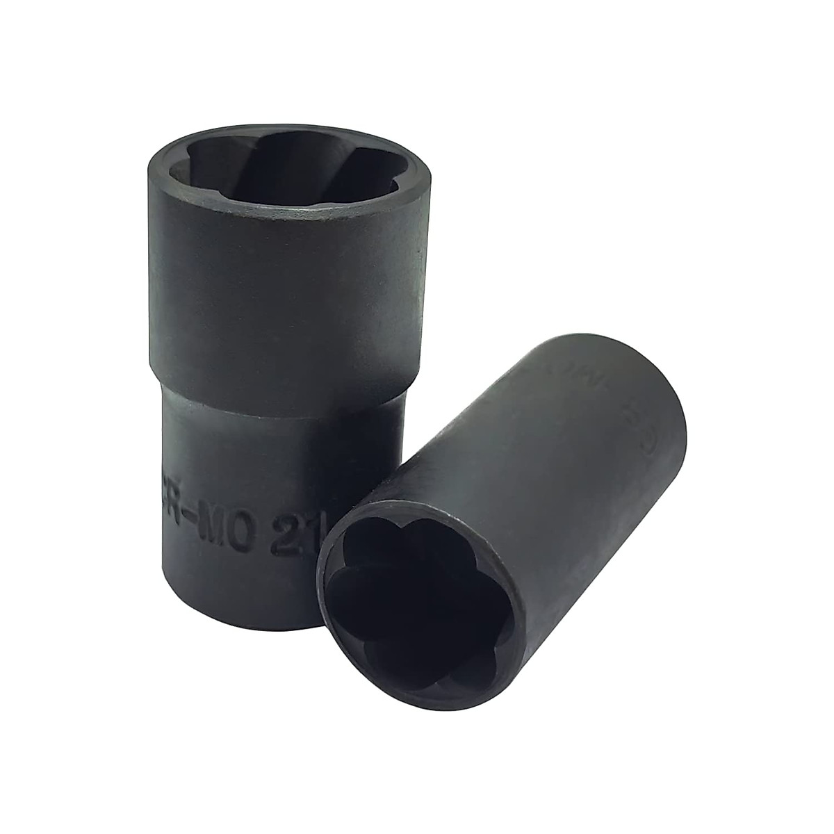 JEUCLEL 5PCS Twist Lug Nut Socket Set - 1/2 inch Drive Damaged Nut Lock Remover Extractor - Rusted & Strip & Stripped & Stuck Locking Nut Removal Tool Kit with 17mm 19mm 21mm 22mm Sockets