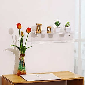 Clear Acrylic Floating Wall Ledge Shelf Modern Wall Mounted Floating Shelves for Bedroom Deco Living Room Hanging Shelving for Bathroom,Laundry Room,Small Shelf for Plant Lego Funko Pop Set of 6