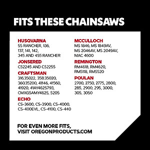 Oregon H78 ControlCut Chainsaw Chain for 20-Inch Bar – 78 Drive Links, Replacement Low-Kickback Chainsaw Blade, .050 Inch Gauge, .325 Inch Pitch, fits Echo, Poulan, Ryobi & Husqvarna Models (H78),Black