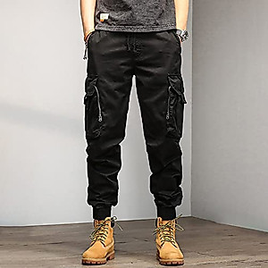 GIERIDUC Labor Day Sales Deals Men Mens Tailored Linen Trousers Short Regular Long Trousers Men Black Joggers Pants Mens Linen Beach Pants Urban Tactical Pants Thick Joggers Mens Baggy Jeans Men