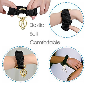 SAM & LORI Wristlet Keychain for Women Bracelet Gift Circle Car key Ring Wrist Holder Strap Mom Mothers Day Wristband Bangle Black Leopard Cheetah Bulk Mama Cow Gold Cute Stretchy Scrunchie Birthday