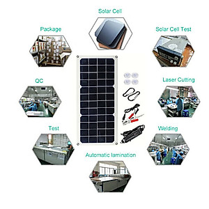 30W 12V Lightweight Solar Panel Charger Portable Solar Panel Kit Flexible Solar System for Outdoor Power Supply Camping Travel Mobile Phone