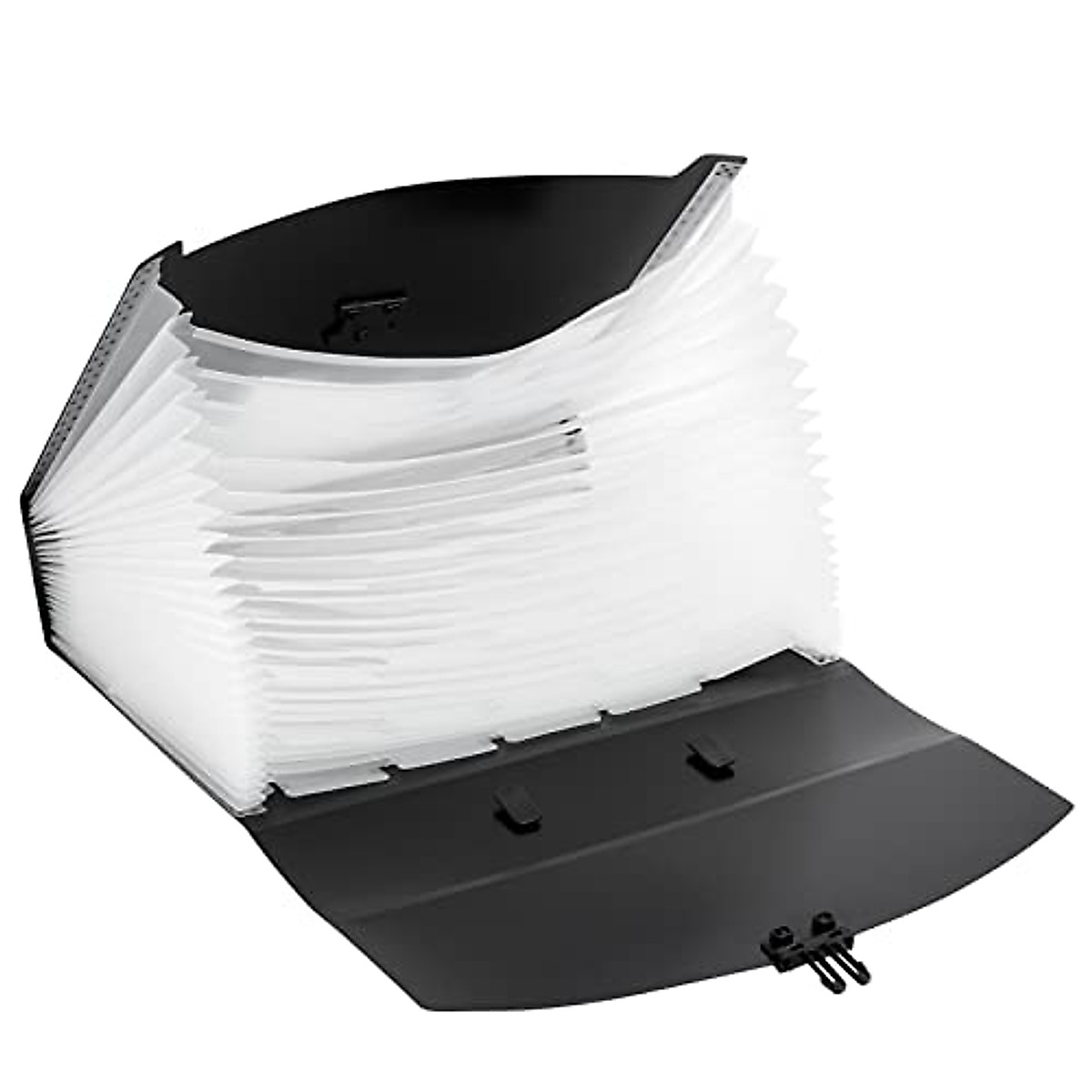 Juvale 25 Pocket Accordion File Organizer with Handle, Alphabetical Tabs, Expandable Portable File Tote for Letter Size Documents, Home, Office (13 x 10 x 3 in), Black