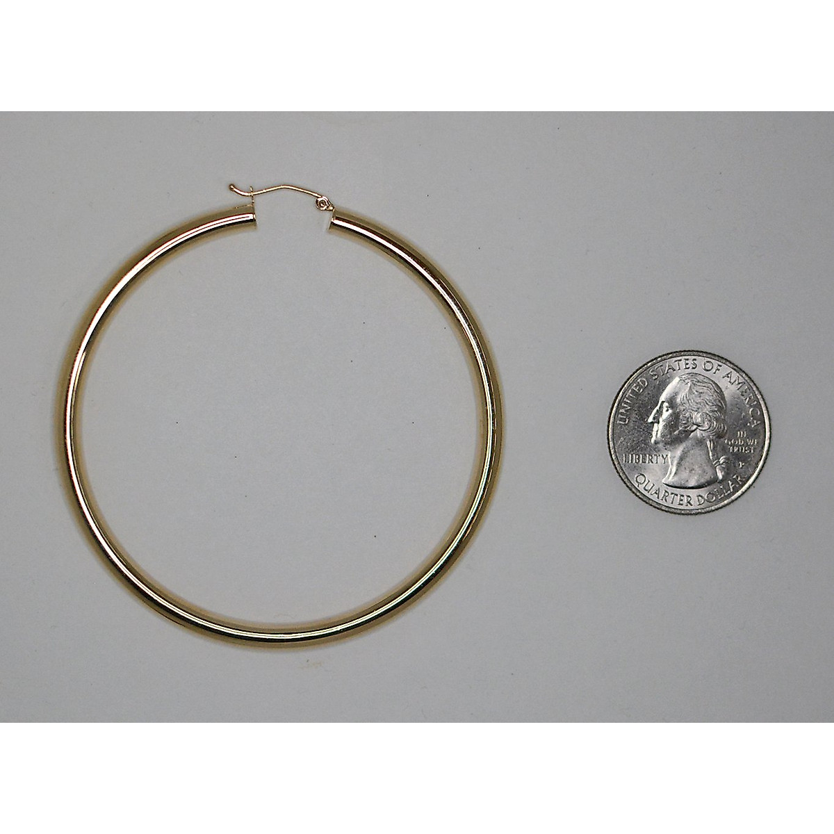 Extra Large 14K Yellow Gold Thick Tube Hoop Earrings w/Click-Down Clasp, 65mm (4mm Tube)