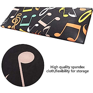 Piano Keyboard Cover,Stretchable Dust-proof Piano Cover with Adjustable Elastic Band for Electronic Keyboard,Digital Piano Keyboard Bags Cases Covers with Music Symbol Print, Suit for 61/88 Keys.