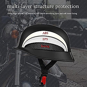 German Style Motorcycle Half Helmet Open Face Adult Men Women DOT Approved Retro Helmet (White)