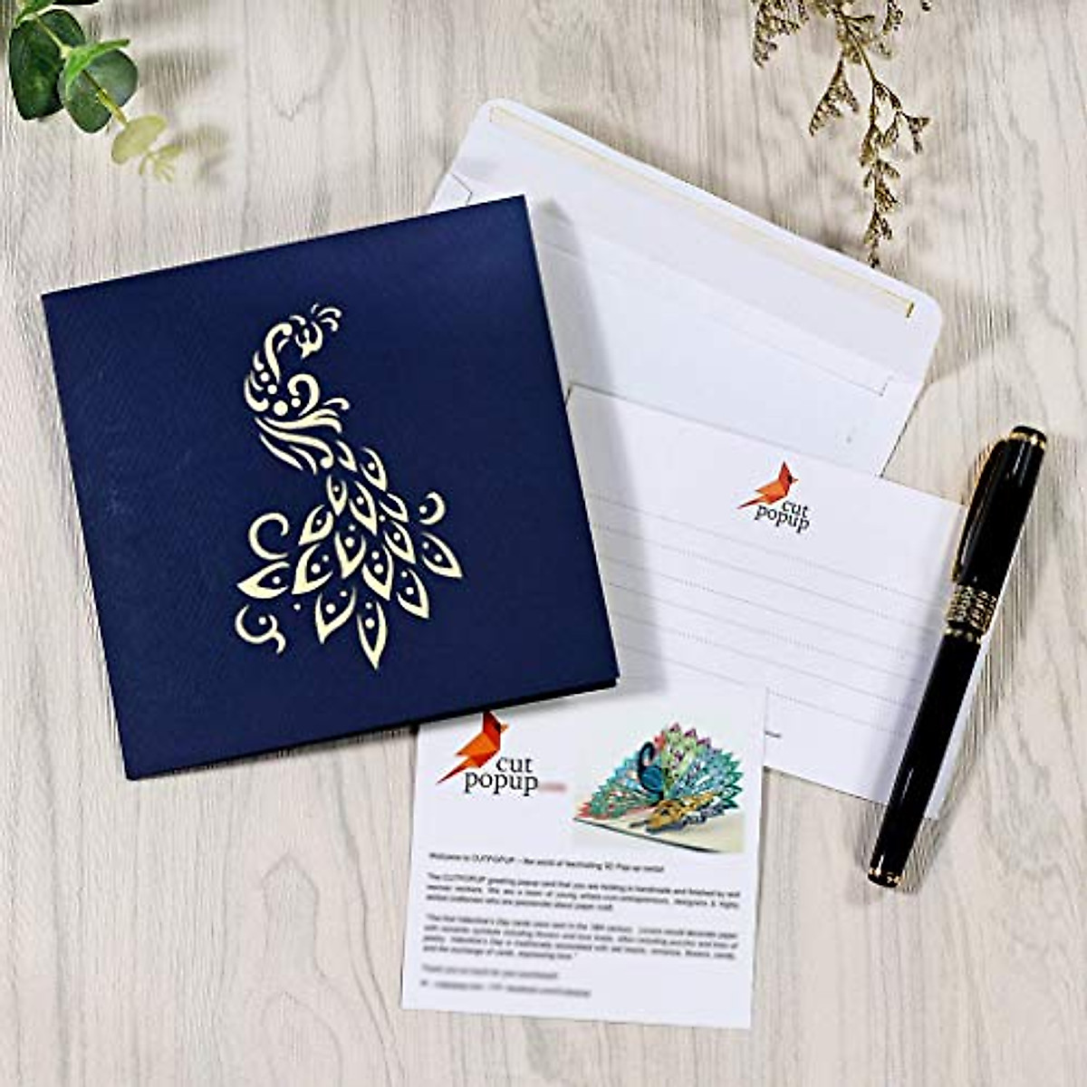 CUTPOPUP Mother's Day Card Pop Up, Birthday 3D Greeting Card (Peacock)