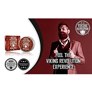 Viking Revolution Beard Balm with Sandalwood Scent and Argan & Jojoba Oils- Styles, Strengthens & Softens Beards & Mustaches - Leave in Conditioner Wax for Men (1 Pack)