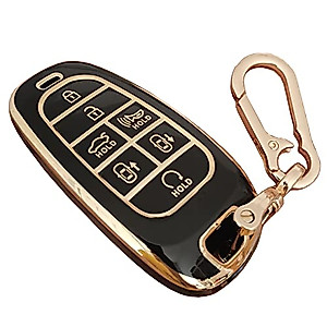 BINOWEN for Hyundai Key Fob Case Cover, TPU Key Fob Shell Protector Case Keyless Remote Smart Key Holder Fits for Hyundai Sonata Santa fe Tucson (Black)