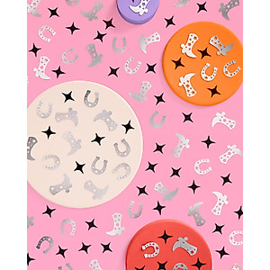 xo, Fetti Black + Silver Western Confetti - 200 pc | Rodeo Bachelorette Tablescape, Ranch Birthday Party Decoration, Cowgirl Table Decor, Cowboy Kids Party Supplies