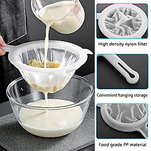 SYJINHUASY Kitchen Ultra-Fine Nylon Mesh Strainer Food Yogurt Mesh Sieve Plastic Mesh Colander with ​Handle Mini Brine Shrimp Separation Net for Filtering Juice Juice Milk Honey (200Mesh)