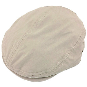 Mens Khaki Tan Washed Canvas Ivy Ascot Cabbie Cap