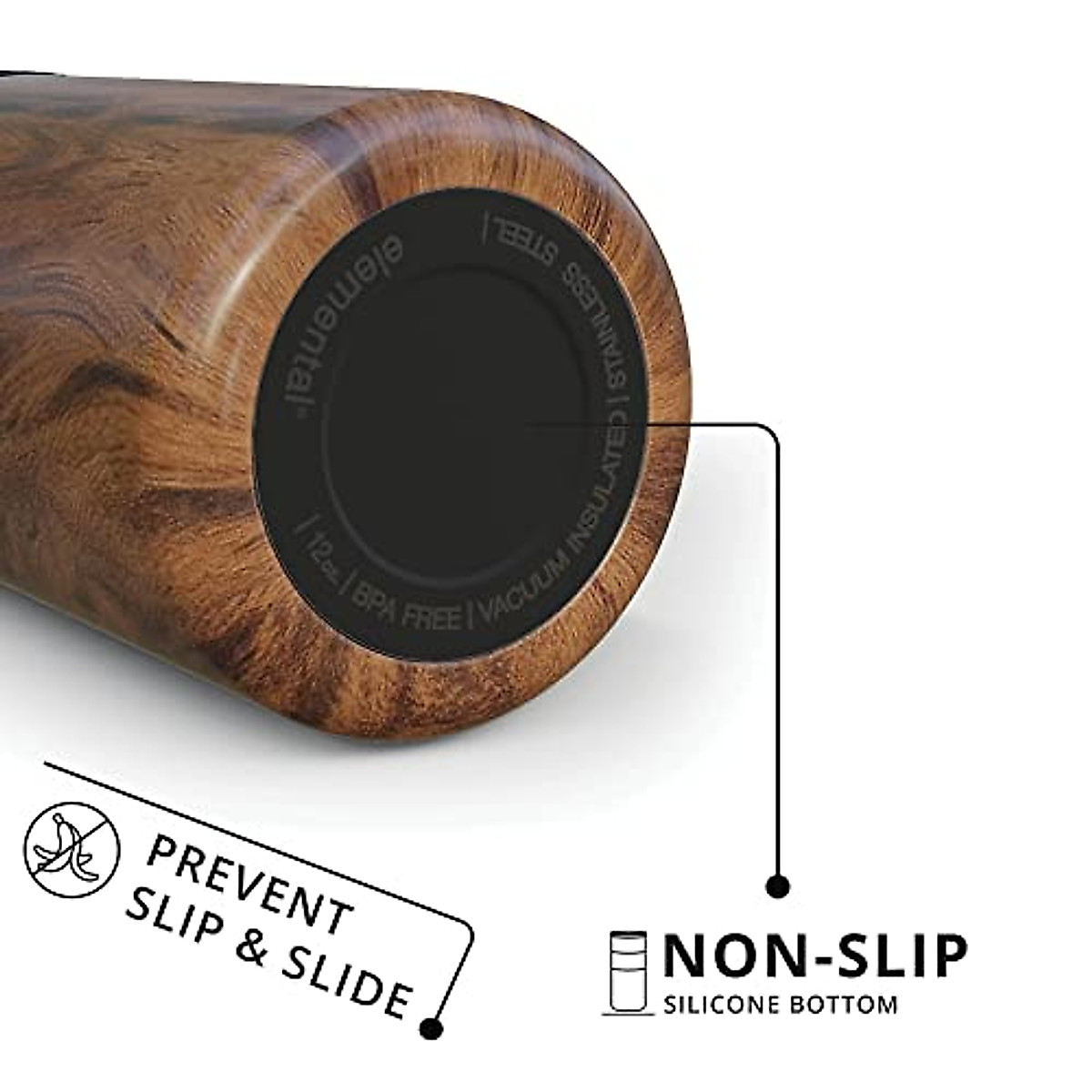 Elemental Artisan Insulated Tumbler, Triple Wall Coffee Travel Mug, Reusable Stainless Steel Coffee Tumbler with Ceramic Lid, Thermal Coffee Cups for Hot (6 Hrs) & Cold (18 Hrs), 16oz - Teak Wood