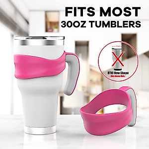 Tumbler Handle Fits for 30 OZ YETI Rambler,Rtic Mug-Previously Design,Sic,OZARK TRAIL & More Tumbler Travel Mug | BPA FREE（Handle Only） (Red)