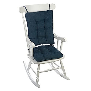 The Gripper Twill Jumbo XL Non-Slip Rocking Chair Cushion Set with Thick Padding, Includes Seat Pad & Back Pillow with Ties for Indoor Living Room Rocker, 17x17 Inches, 2 Piece Set, Sapphire