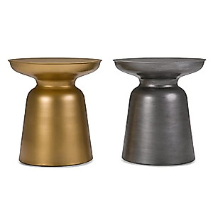 SIMPLIHOME Toby Modern Industrial 16 inch Wide Metal Accent Side Table in Gold, Fully Assembled, End, Bedside Table and Nightstand, for the Living Room and Bedroom