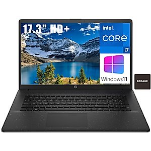 HP 2023 17 17.3" HD+ Laptop Computer, 12th Gen Intel 10-Core i7-1255U up to 4.7GHz, 64GB DDR4 RAM, 4TB PCIe SSD, 802.11AC WiFi, Bluetooth 5.0, Jet Black, Windows 11 Home, BROAG