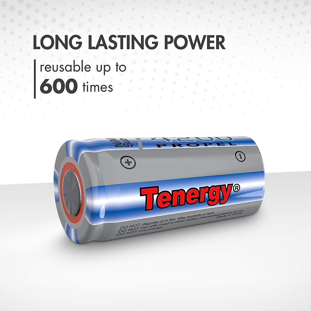 Tenergy NiMH SubC 1.2V 4200mAh, Flat Top Rechargeable Batteries, 10 Pack