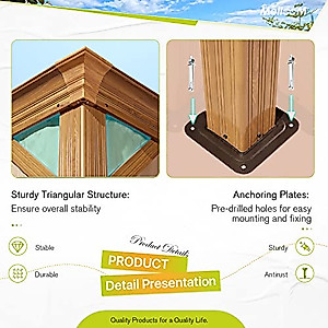 MELLCOM 14' x 20' Hardtop Gazebo, Wooden Finish Coated Aluminum Frame Gazebo with Galvanized Steel Double Roof, Brown Metal Gazebo with Curtains and Nettings for Patios, Gardens, Lawns