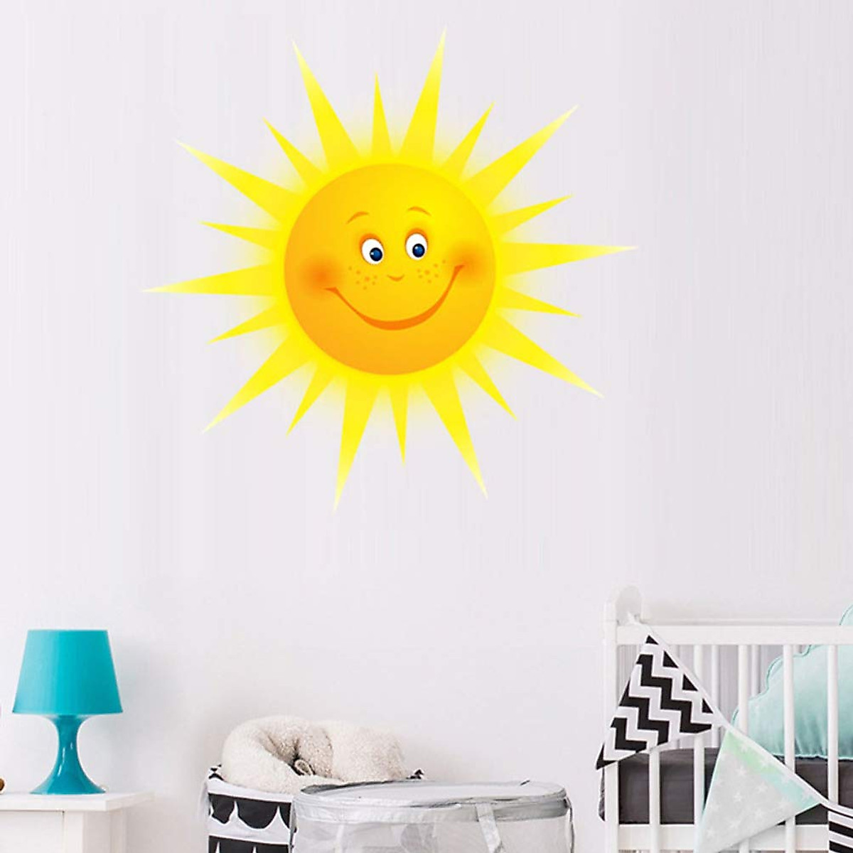 Smiling Sun Wall Sticker Wall Decal Sun Wallpaper for Kindergarten Home Room Wall Decorations