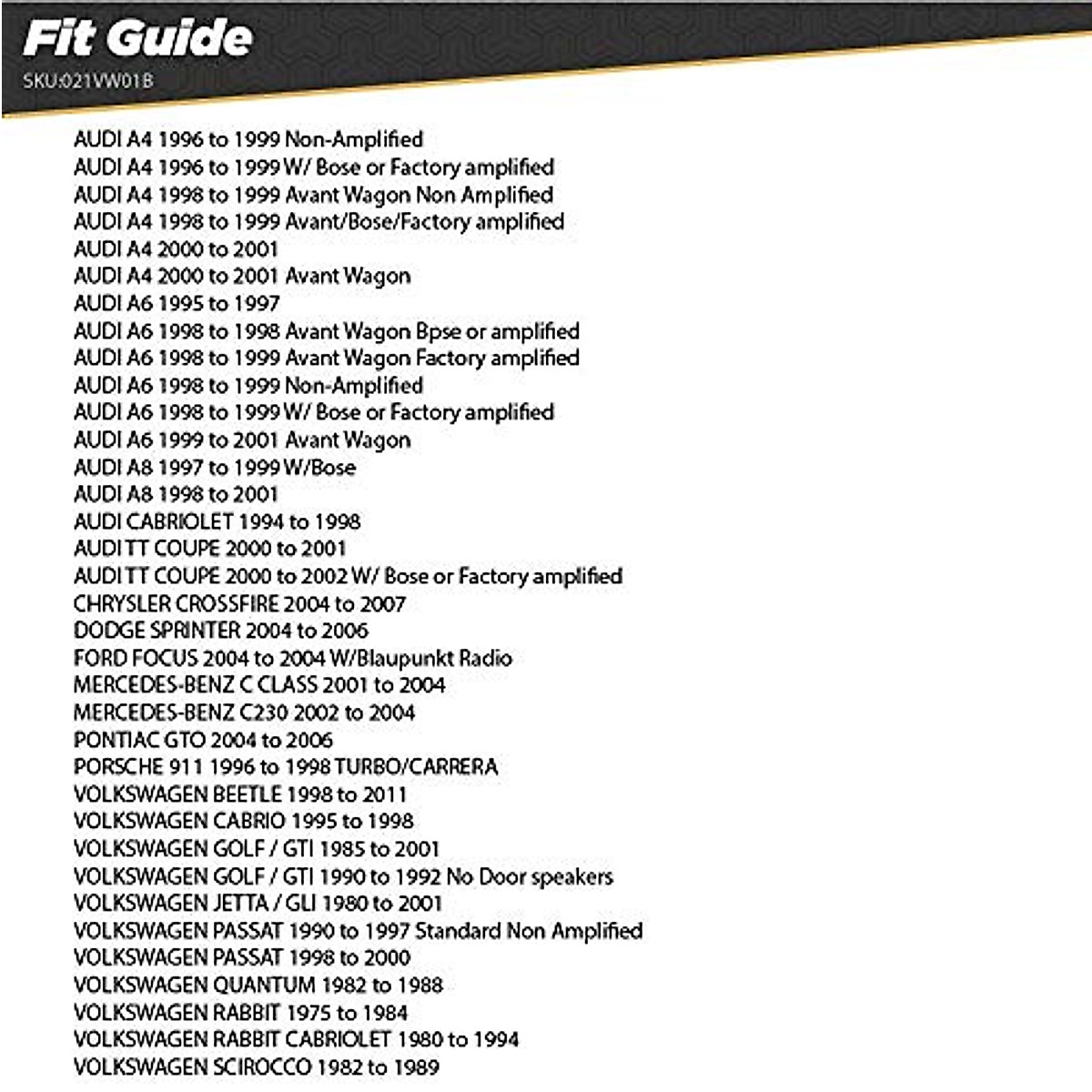SCOSCHE VW01B Car Speaker/Power Connector for 1986-Up Volkswagen