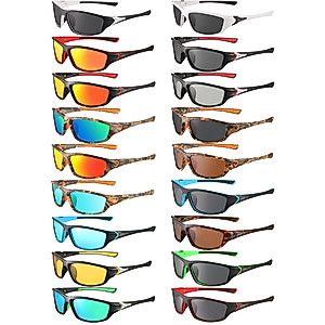 Treela 18 Pairs Polarized Sport Sunglasses for Men Bulk Multipack Fit over Sunglasses Wrap Around Sun Glasses for Women Men Summer Cycling Running Fishing Driving Sunglasses
