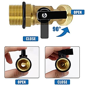 KAKSEY IBC Tote Fittings, IBC Tank Adapter 2" Fine Thread (NPT Fine Adapter x Coarse Thread) + Lead-Free 3/4" Brass Hose Faucet Valve with Butterfly Valve for Garden Hose Connector