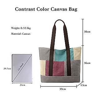 CORIOS Women's Canvas Handbag Casual Shoulder Bag Patchwork Tote Bag Large Capacity Top Handle Bag Retro Hobo Bag for Travel Work Party Shopping Office Purple