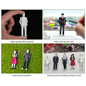 DS. DISTINCTIVE STYLE Unpainted Figures 1:24 Scale 24 Pieces Assorted Poses Miniature People for Architectural Layout Project G Scale Model Trains Railroads Home Bonsai Decor