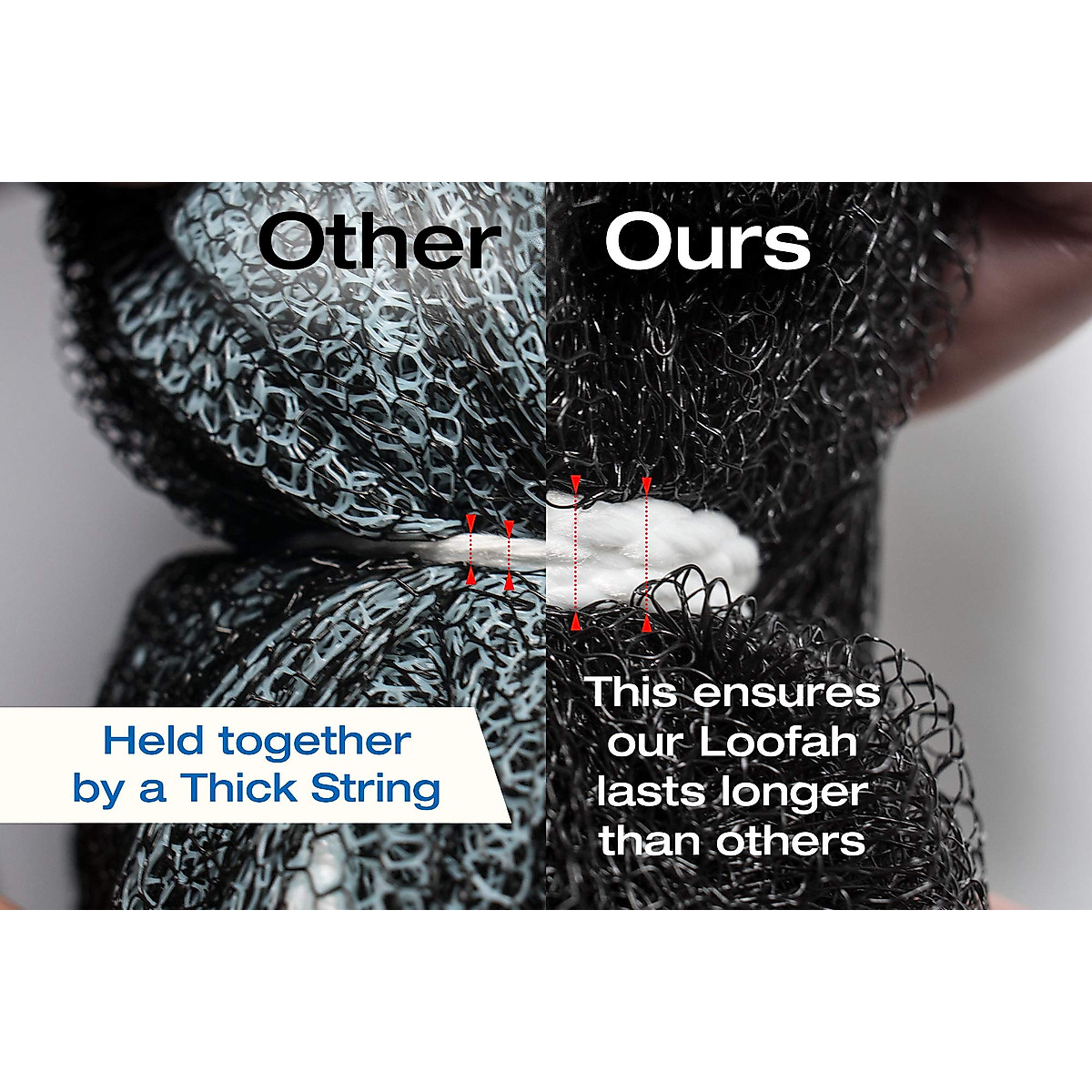 XXL 90g Charcoal Shower Loofah 3 Pack by Tilcare - Perfect Bath Sponge for Exfoliating for Men & Women - Body Scrubber Brush for Cleansing and Smooth Skin - Scrubbies That Remove Excess Oil and Dirt