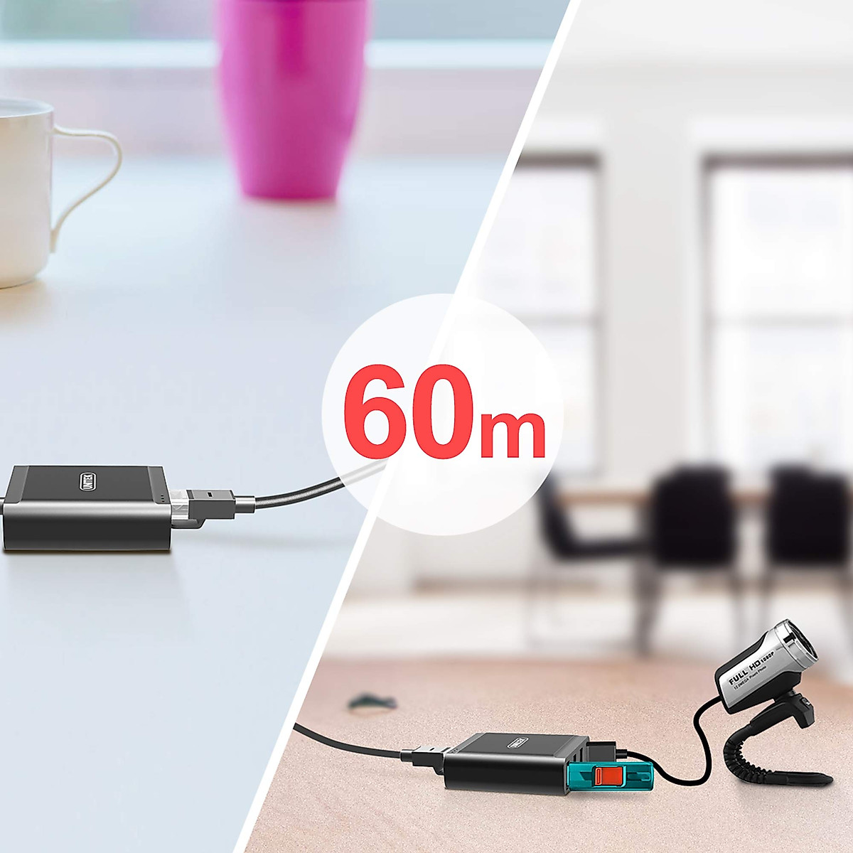 Unitek Y-2516 USB 2.0 Extension UTP Cable 4X USB Black