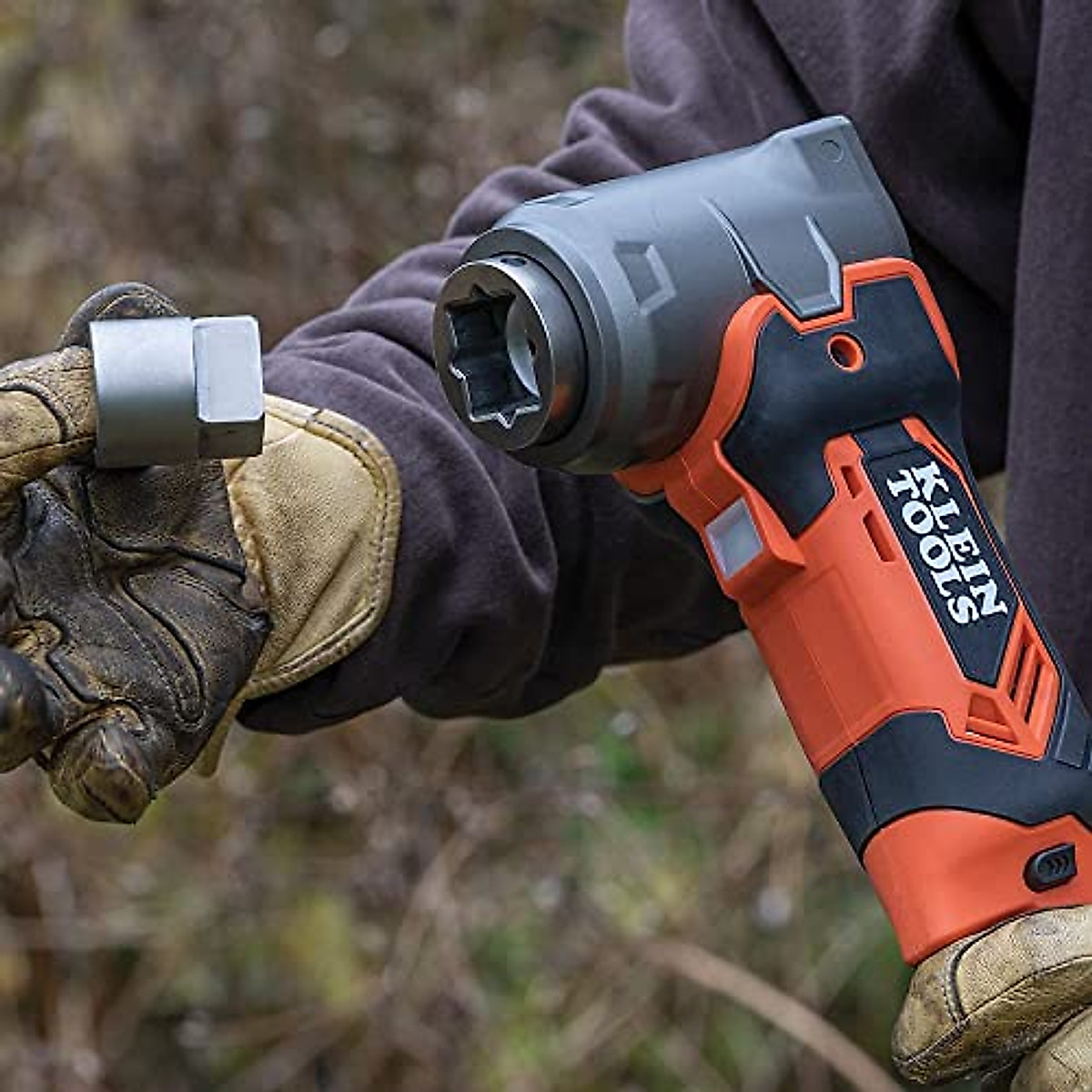 Klein Tools BAT20LW1 Right-Angle Impact Wrench Kit, 300 ft-lb, Compact and Cordless, Includes Batteries, Charger and Carrying Case