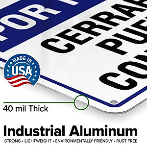 Please Close and Latch Gate Sign, Bilingual English and Spanish, 10x14 Inches, Rust Free .040 Aluminum, Fade Resistant, Made in USA by My Sign Center