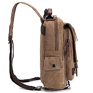 Small Canvas School Backpack, CMXSEVENDAY 11.8 inch Canvas Shoulder Sling Backpack Hiking Travel Daypacks Unisex Casual Bookbag